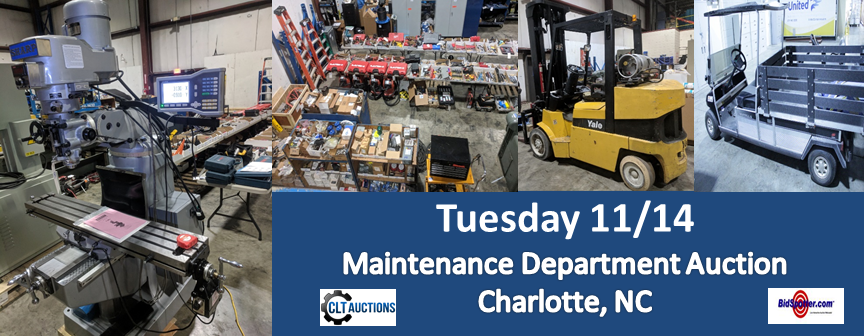 Plant Maintenance Department Auction - CLT Auctions Machinery & Related ...